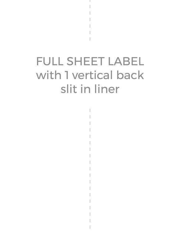 8 1/2 x 11 Rectangle White Printed Label Sheet (w/ 1 vert back slit ...