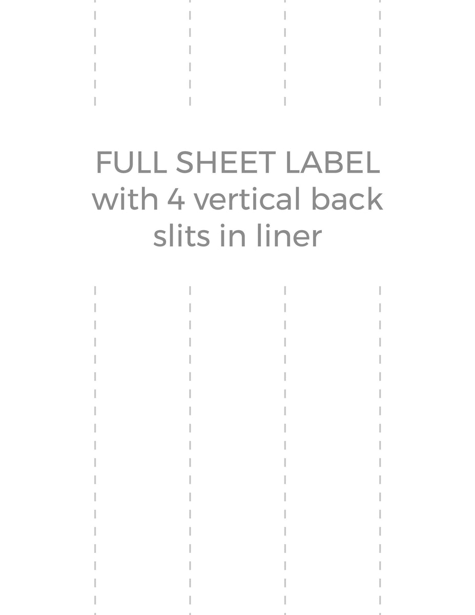 8 1/2 x 11 Rectangle White Printed Label Sheet (w/ 4 vert back slits ...